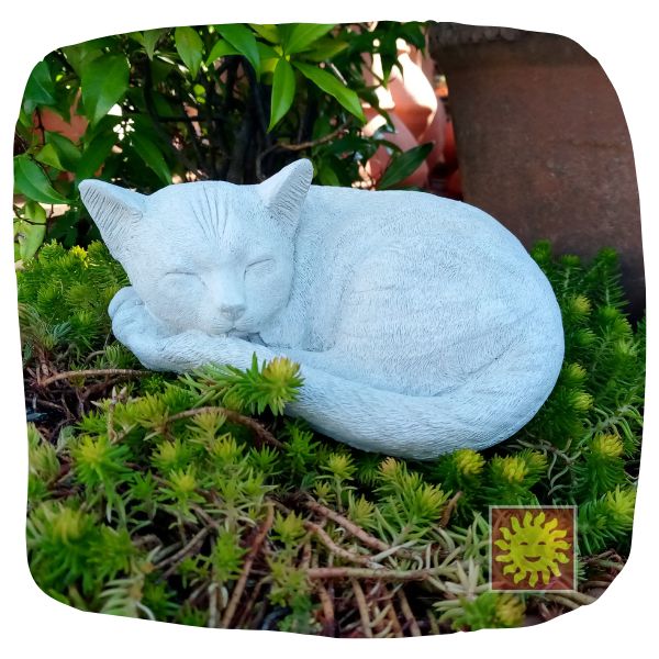 Statue, Animal, Cat | Sleeping Cat Statue, Natural Concrete, Small ...